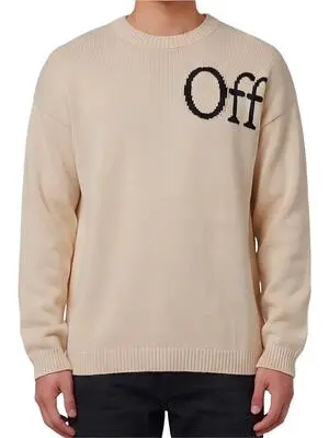 Off-White Oversized Graphic Knit Sweater - Cream