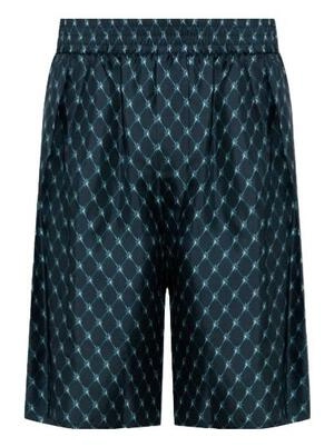 Balmain Printed Elastic Waist Shorts - Navy Blue