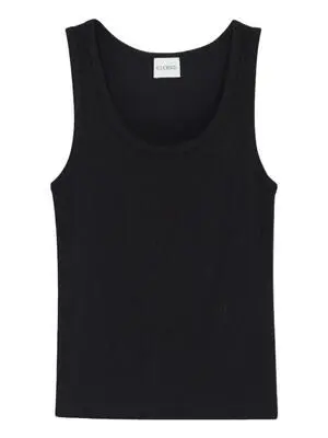 Closed Ribbed Tank Top - Black