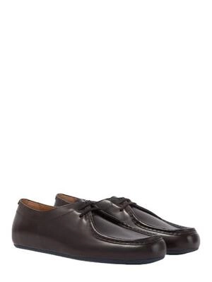 JIL SANDER Leather Lace-up Flats - Brown