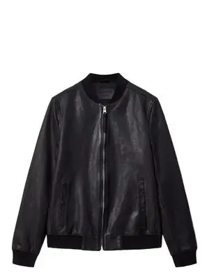 ALLSAINTS Zip-up Leather Bomber Jacket - Black