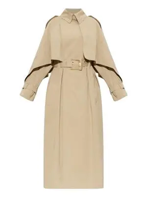 Balmain Collared Long-sleeved Trench Coat - Beige