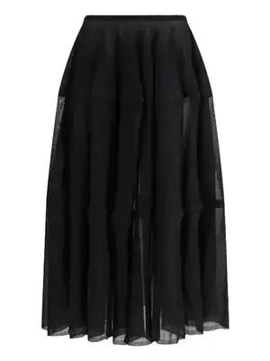 Alaïa Tiered Midi Skirt With Ruffled Hem - Black