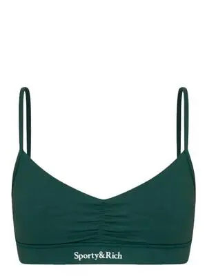 SPORTY  RICH Sporty & Rich Sleeveless V-neck Top With Pleated Details - Green