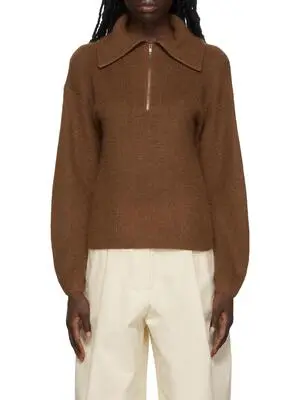 Vince Half-zip Pullover Jumper - Brown