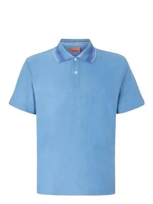 Missoni Patterned Collar Polo Shirt - Blue