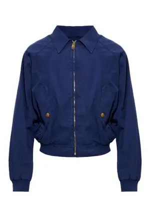 Versace Zip-up Casual Jacket With Collared Neckline - Blue