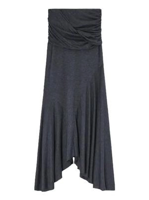 GANNI Long Jersey Skirt With Asymmetrical Hem - Phantom Black