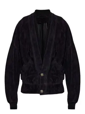 Versace Suede Buttoned Jacket - Black
