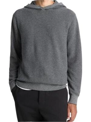 Vince Geometric Jacquard Knit Hoodie - Black