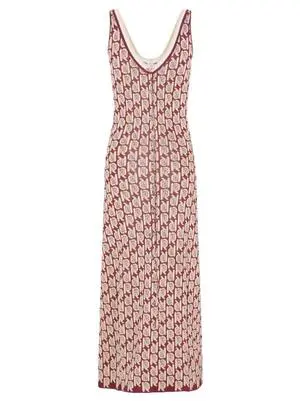 Rabanne Monogram Pattern Scoop Neck Sleeveless Maxi Dress - Nude