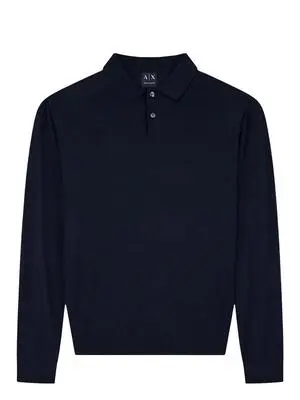 ARMANI EXCHANGE Regular Fit Knit Polo In Lyocell Wool Mix