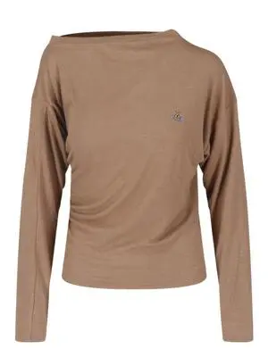 VIVIENNE WESTWOOD Orb Logo Draped Long-sleeve Top - Brown