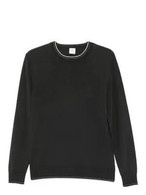 Eleventy Contrast-trim Wool Sweater - Black