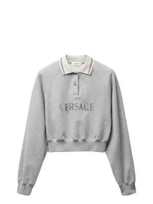 Versace Logo Embroidered Sweatshirt - Grey