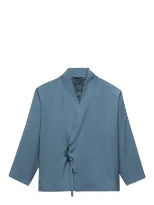 Kenzo Kimono Jacket In Viscose And Wool - Anthracite