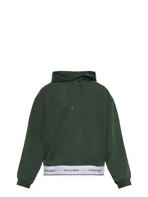 Dsquared2 Long Sleeve Hooded Sweatshirt With Contrasting Trim - Green