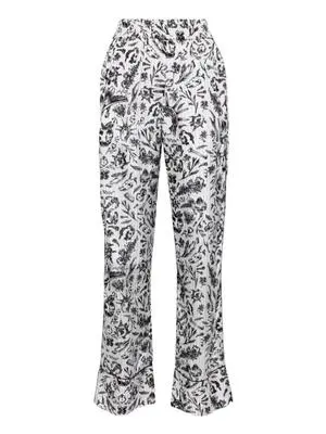 Off-White Tattoo Print Wide Leg Trousers - Gray