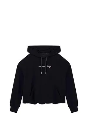 Armani Exchange Hooded Sweatshirt In Viscose Stretch Scuba - Black