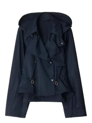 Burberry Satin Hooded Trench Jacket - Navy