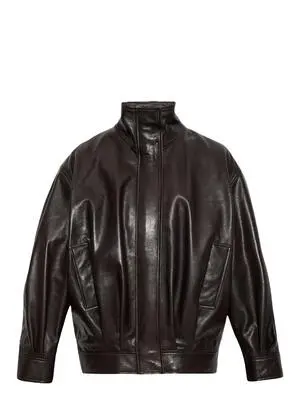 ARMA Leather Long-sleeved Jacket With Stand-up Collar - Brown