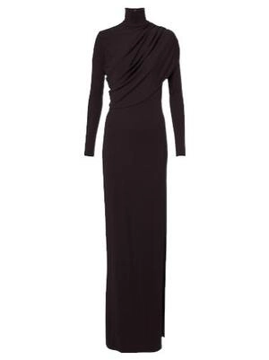 COURREGES Jersey Gown With Draped Detail And Side Slit - Brown