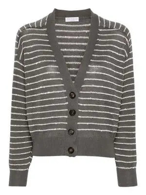 BRUNELLO CUCINELLI Brunello Cucinelli Sequin-Embellished Striped Cotton Cardigan
