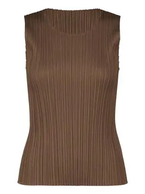 Issey Miyake Sleeveless Pleated Vest - Brown