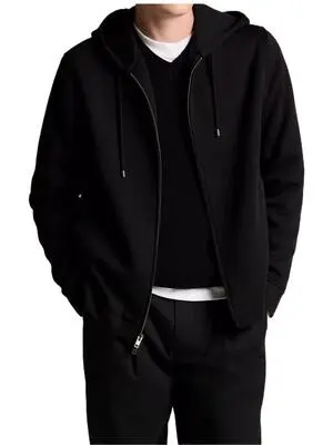 Vince Cotton-blend Scuba Zip-front Hoodie - Black