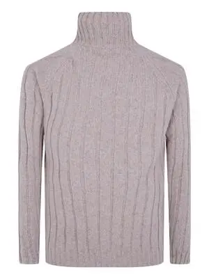 NUUR Long Sleeve Ribbed Turtleneck Sweater - Gray