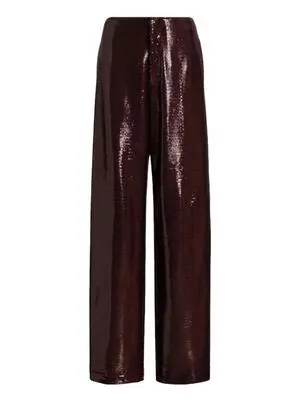 Alberta Ferretti Alberta Ferretti Sparkling Night Wide-Leg Sequined Trousers Brown