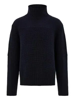 FERRAGAMO High Neck Knitted Sweater - Navy Blue