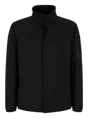 Hugo Boss Logo-patch High-neck Jacket With Letter Details - Black