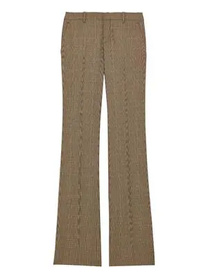 Saint Laurent Low-rise Flared Trousers With Center Creases - Brown