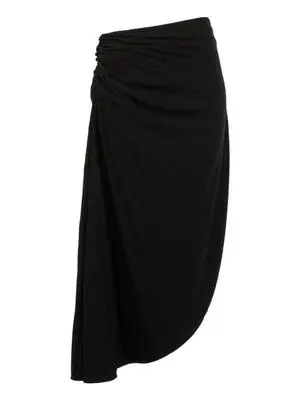 TWINSET Gathered Slit Midi Skirt - Black
