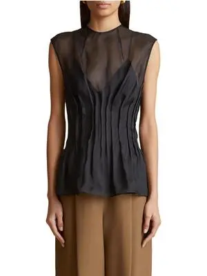 Khaite The Westin Sleeveless Silk Top - Brown