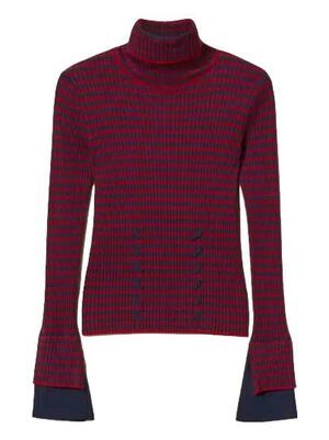 TWINSET Twinset Striped High-Neck Pullover With Contrasting Cuffs