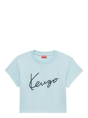 Kenzo Embroidered Cropped T-shirt - Blue