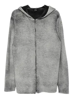 Avant Toi Long-sleeved Zip-up Hooded Cardigan - Grey