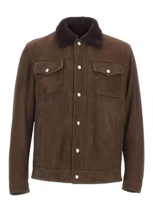 BARBA NAPOLI Long-sleeve Collared Jacket With Fold-over Collar - Brown