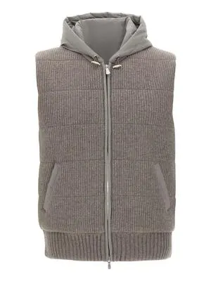 GRAN SASSO Hooded Zip-up Vest - Grey