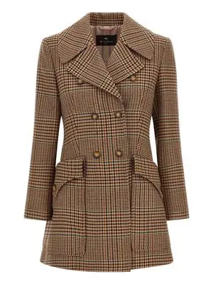 Etro Prince Of Wales Checked Double-breasted Coat - Brown