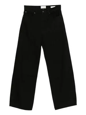 FRAME Wide-leg Jeans With Logo-engraved Hardware - Black
