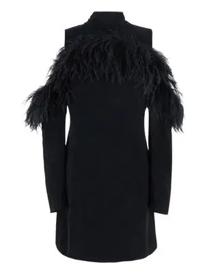 P.a.r.o.s.h Long Sleeve Dress With Feather Detail - Black