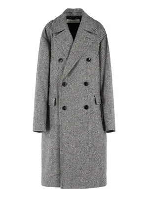 Dries Van Noten Oversized Checked Tweed Coat - Grey