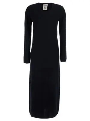 SEMICOUTURE Long Sleeve Round Neck Dress - Black