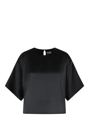 Simkhai Acetate Blend Top With Crew Neck And Short Sleeves - Black