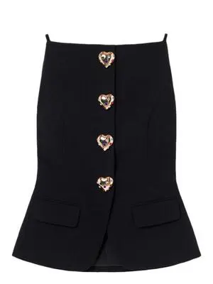 SELF-PORTRAIT Wool Crepe Sleeveless Top With Embellished Buttons - Black