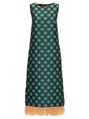 La DoubleJ Sleeveless Printed Maxi Dress With Tassels - Green