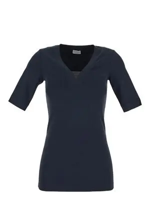 Brunello Cucinelli Monili-chain Cotton-blend T-shirt - Black